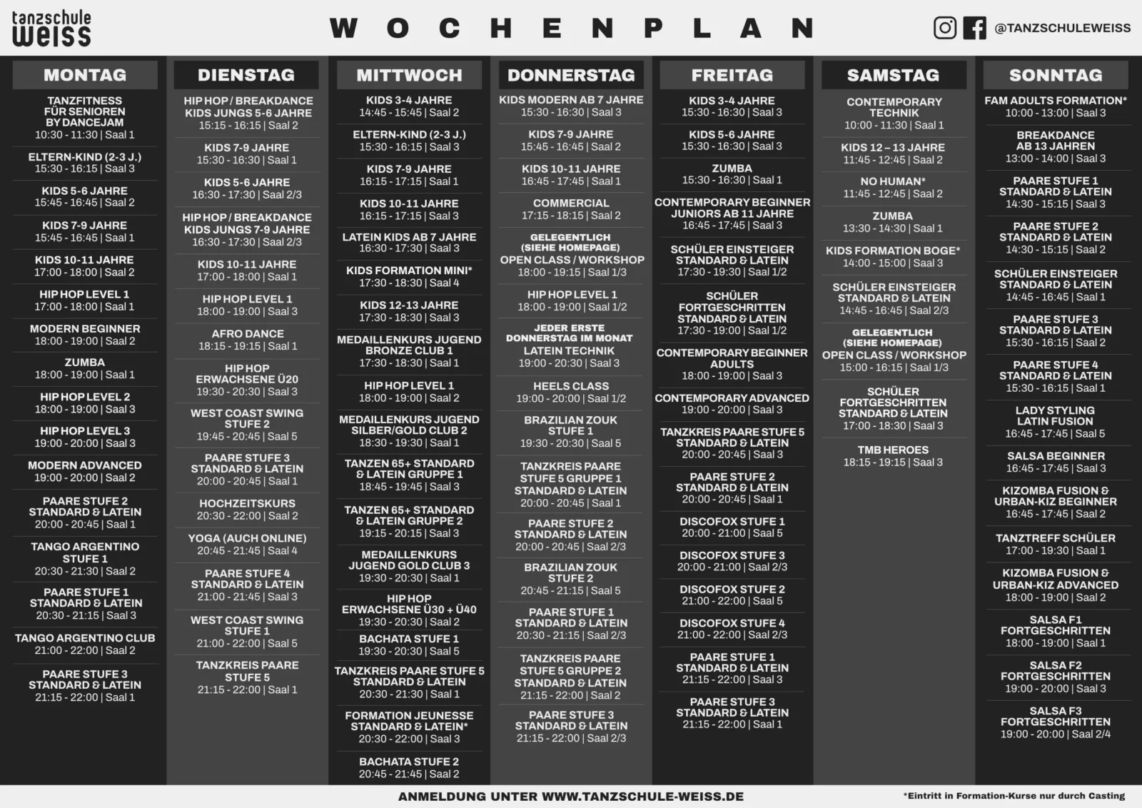 Wochenplan | Tanzschule Weiss in Offenbach am Main